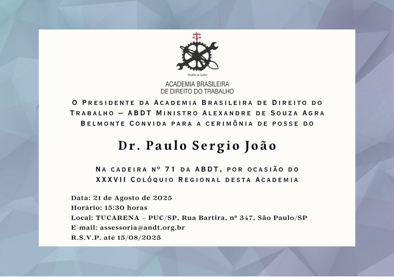 ABDT realiza cerimônia de posse do novo acadêmico Paulo Sergio João ...